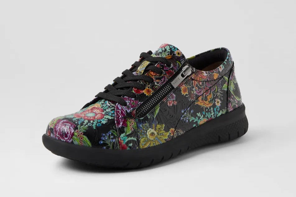 Ziera Solar XF Black Embossed Floral – Happy Fit Footwear - #1 Shoe ...